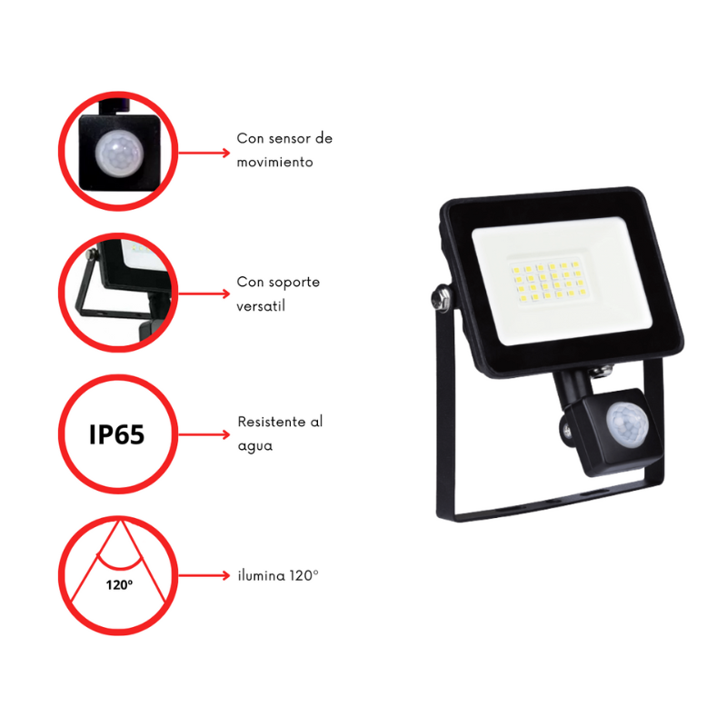 Reflector con sensor de movimiento 20w